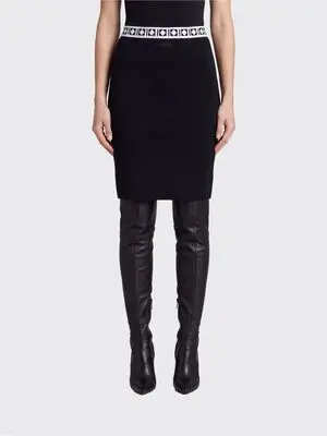 Versace Slim Fit High-waisted Geometric Pencil Midi Skirt - Black