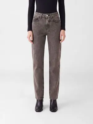 Federica Tosi High-waisted Straight-leg Jeans In Crinkled-effect Denim - Brown