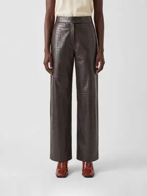 Federica Tosi High-waisted Croco-effect Leather Tapered Trousers
