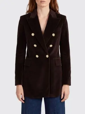 CIRCOLO 1901 Slim Fit Double-breasted Cropped Velvet Blazer - Brown