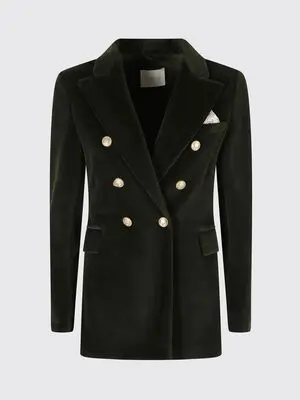 CIRCOLO 1901 Slim Fit Double-breasted Cropped Velvet Blazer - Green