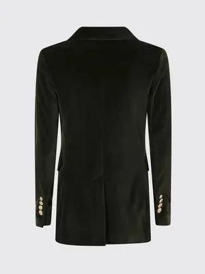 CIRCOLO 1901 Slim Fit Double-breasted Cropped Velvet Blazer - Green