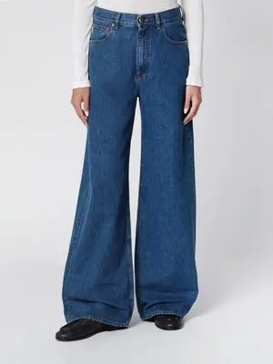 BLAZÉ MILANO High-waisted Flare Jeans In Cotton With Embroidery - Denim