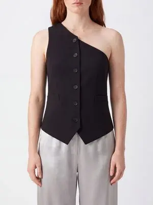 Federica Tosi Asymmetric One-shoulder Cotton Top With Buttons - Black