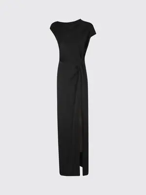 Federica Tosi Draped Asymmetric Satin Midi Evening Dress - Black