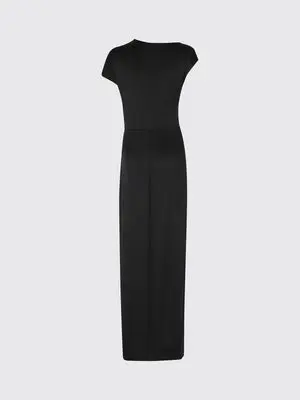 Federica Tosi Draped Asymmetric Satin Midi Evening Dress - Black