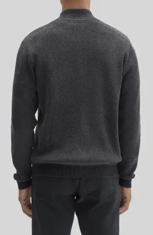 Robert Barakett Idris Full Zip Mock Neck Sweater - Black