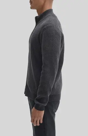 Robert Barakett Idris Full Zip Mock Neck Sweater - Black