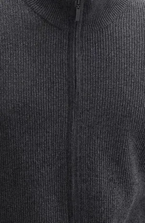 Robert Barakett Idris Full Zip Mock Neck Sweater - Black