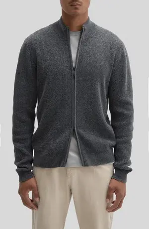 Robert Barakett Idris Full Zip Mock Neck Sweater - Slate