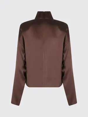 Federica Tosi Long-sleeved Satin Turtleneck Top With Rear Zip