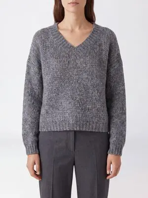 ROBERTO COLLINA V-neck Alpaca And Wool-blend Jumper With Ribbed Trims - Grey