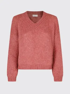ROBERTO COLLINA V-neck Alpaca And Wool-blend Jumper With Ribbed Trims - Pink