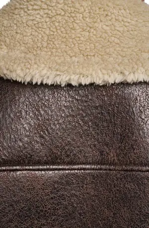 Andrew Marc Ellery Faux Leather & Faux Shearling Aviator Jacket