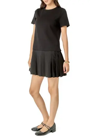 English Factory Mixed Media Pleated Minidress