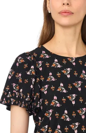 CECE DUPRAZ Shirred Flutter Sleeve T-shirt