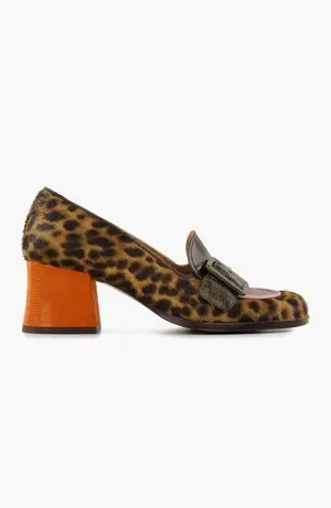 Chie Mihara Teisin49 Print Patent Leather Heeled Loafers - Leopard