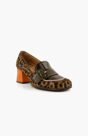 Chie Mihara Teisin49 Print Patent Leather Heeled Loafers