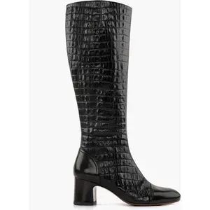 Chie Mihara Nishawa Crocodile-embossed Patent Leather High Boots - Black