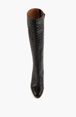 Chie Mihara Nishawa Crocodile-embossed Patent Leather High Boots - Black