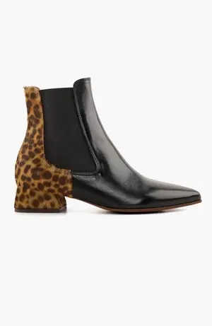 Chie Mihara Helix49 Leopard Print Leather Ankle Boots - Black