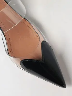 Alaïa Le Cœur Patent Leather Wedge Mules With Almond Toe - Black