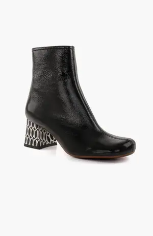 Chie Mihara Muki49 Patent Leather Geometric Print Ankle Boots