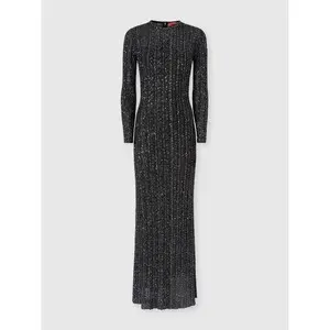 Missoni Long Crewneck Striped Knit Dress With Sequins