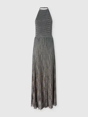 Missoni Long Viscose Lamé Dress With Open Back - Beige