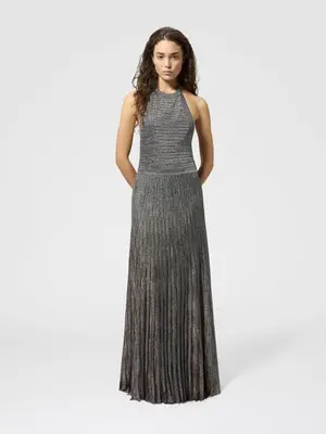 Missoni Long Viscose Lamé Dress With Open Back - Beige