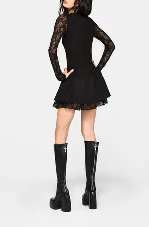 DISTURBIA Erisda Lace Bodysuit Mini Dress