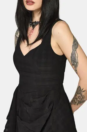 DISTURBIA Vivienne Checked Ruched Mini Dress