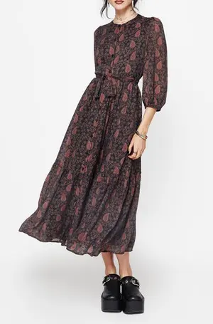 DISTURBIA Isola Paisley Shift Midi Dress