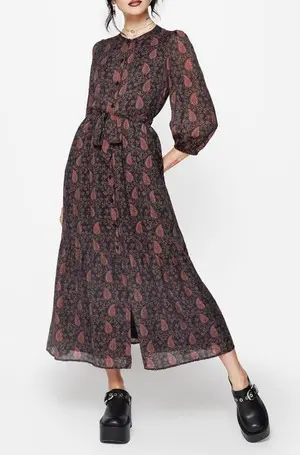 DISTURBIA Isola Paisley Shift Midi Dress