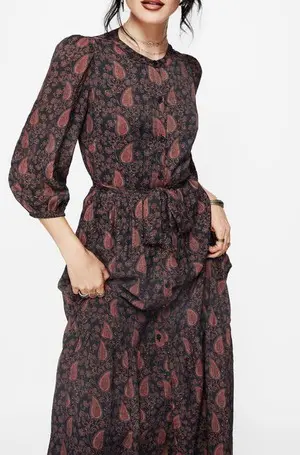 DISTURBIA Isola Paisley Shift Midi Dress