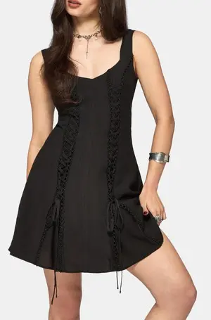 DISTURBIA Tasmina Lace Up Front Mini Dress