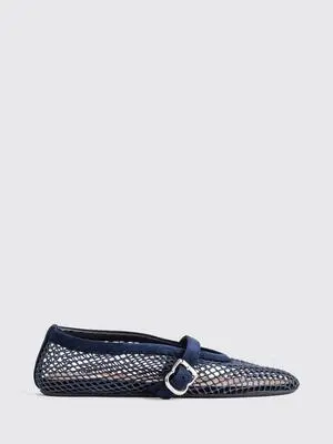 Alaïa Mesh And Leather Mary Jane Ballet Flats With Adjustable Strap Ink