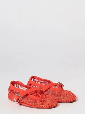 Alaïa Mary Jane Ballet Flats In Mesh Nylon With Adjustable Strap - Orange