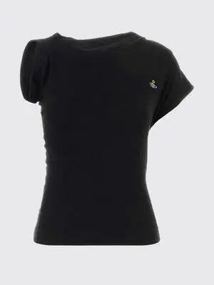 VIVIENNE WESTWOOD Asymmetric Orb Logo Slim Fit Top In Organic Cotton - Black