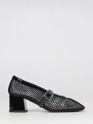 Alaïa Mary Jane Court Shoes In Patent Leather And Mesh With A Medium Block Heel - Black