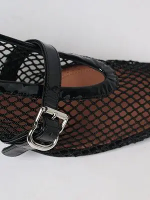 Alaïa Mary Jane Court Shoes In Patent Leather And Mesh With A Medium Block Heel - Black