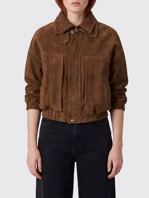 Magda Butrym Cropped Suede Lambskin Bomber Jacket With A Relaxed Fit
