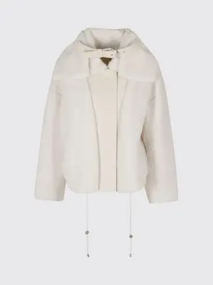 Sportmax Cropped Faux Fur Jacket With Drawstring And A Relaxed Fit - Ecru