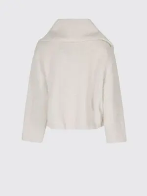 Sportmax Cropped Faux Fur Jacket With Drawstring And A Relaxed Fit - Ecru