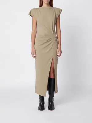 Isabel Marant Étoile Nadela Draped Cotton Midi Sheath Dress With Side Slit