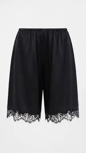 REFORMATION Clara Silk Bermuda Shorts - Black