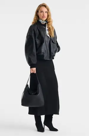 Longchamp Le Cadence Leather Shoulder Bag - Black