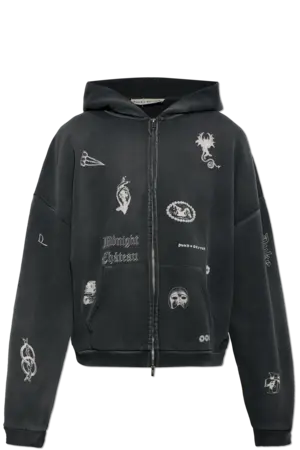 DUKE + DEXTER Washed Graphic Zip-up Hoodie By - Black
