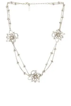 We11Done Crystal Twisted Wire Necklace In Metallic - Silver