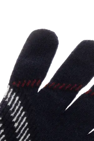 Burberry Navy Cashmere Tartan Gloves - Navy Blue